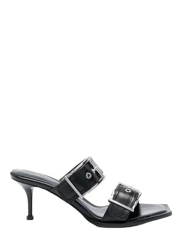 Alexander McQueen Buckled Leather Mules - Black