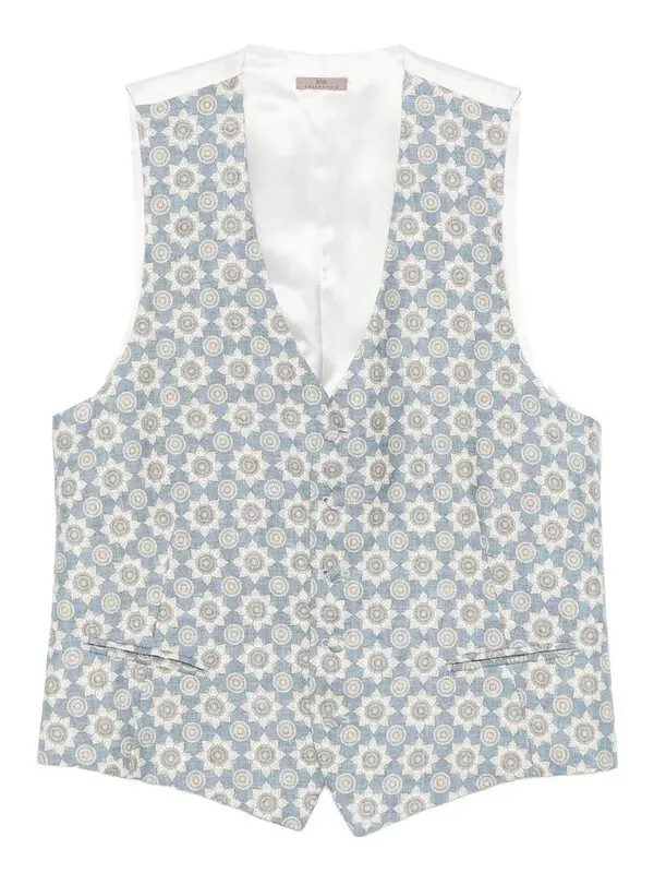 LADY ANNE Jacquard Patterned Gilet - Blue