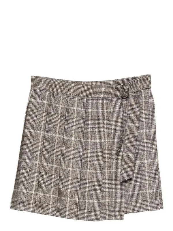 Brunello Cucinelli Check Pattern Pleated Skirt - Brown