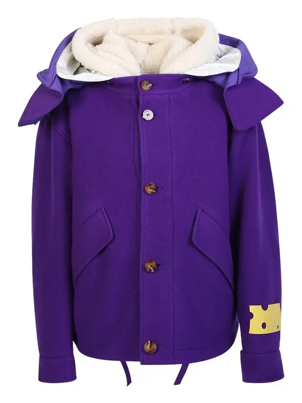 Off-White Short Wool Parka - Purple