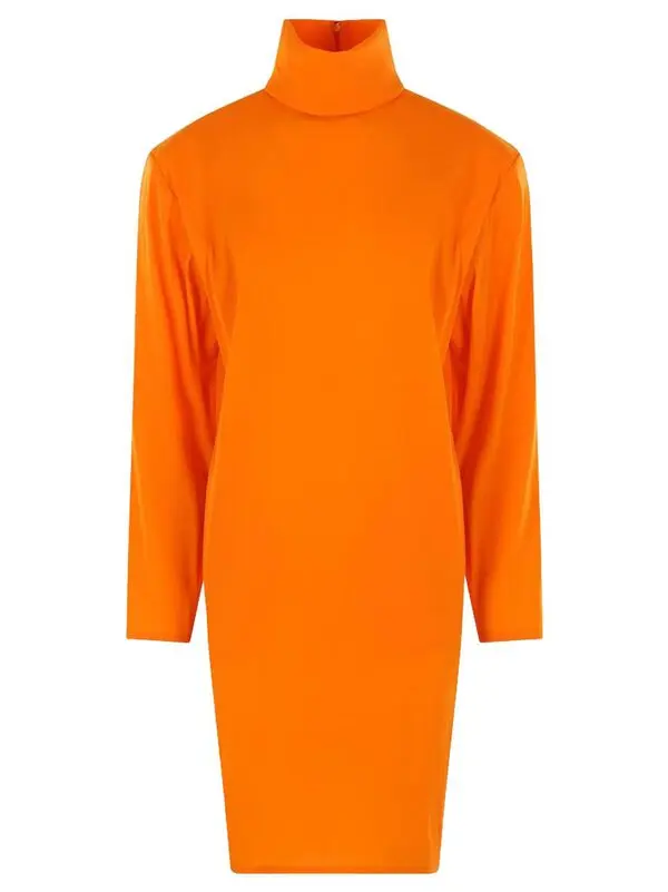 Saint Laurent Boxy Stretch Silk Dress - Orange