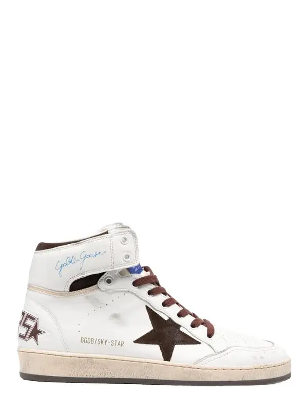 Golden Goose Sky-star High-top Sneakers - White/beige/chocolate Brown