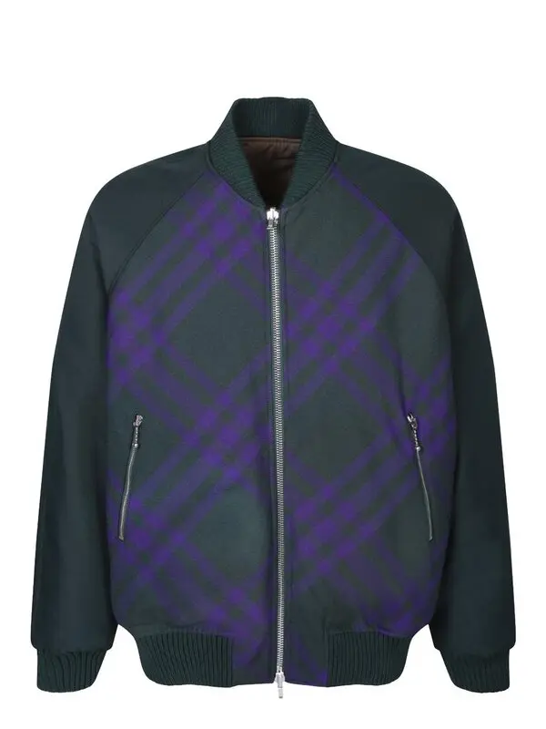 Burberry Reversible Wool-blend Bomber Jacket - Green