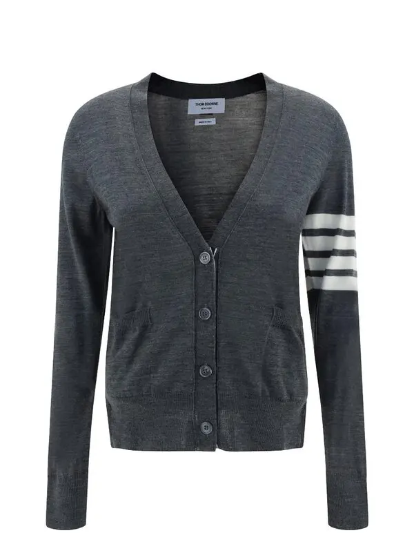 Thom Browne Merino Wool Cardigan - Grey
