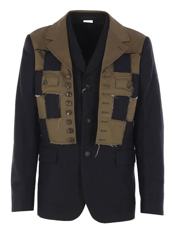 Comme Des Garçons Deconstructed Jacket - Black+khaki