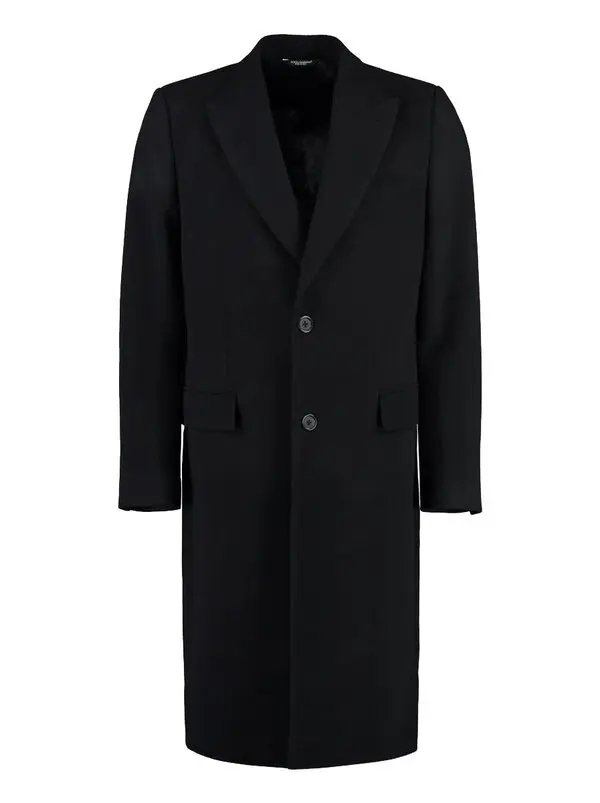 Dolce & Gabbana Single-breasted Wool Coat - Black