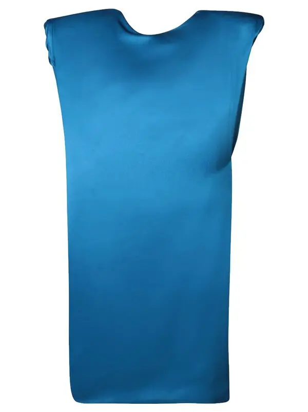REV Sleeveless Boatneck Satin Dress - Blue