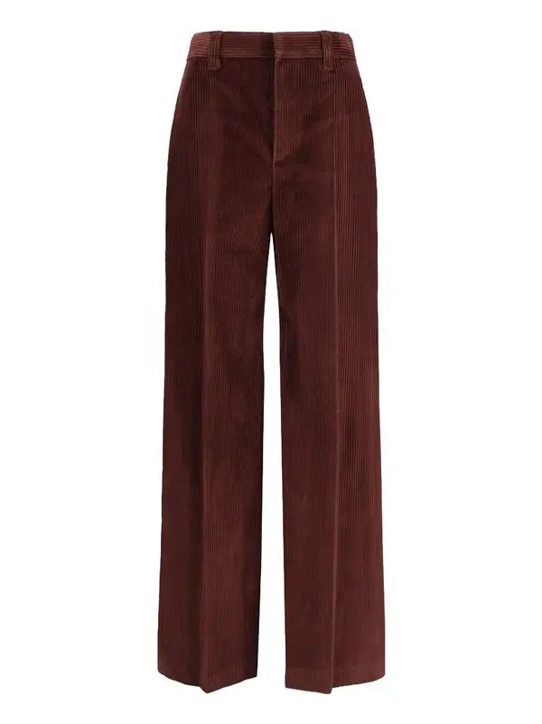 Brunello Cucinelli Wide-leg Cotton Velvet Pants - Red