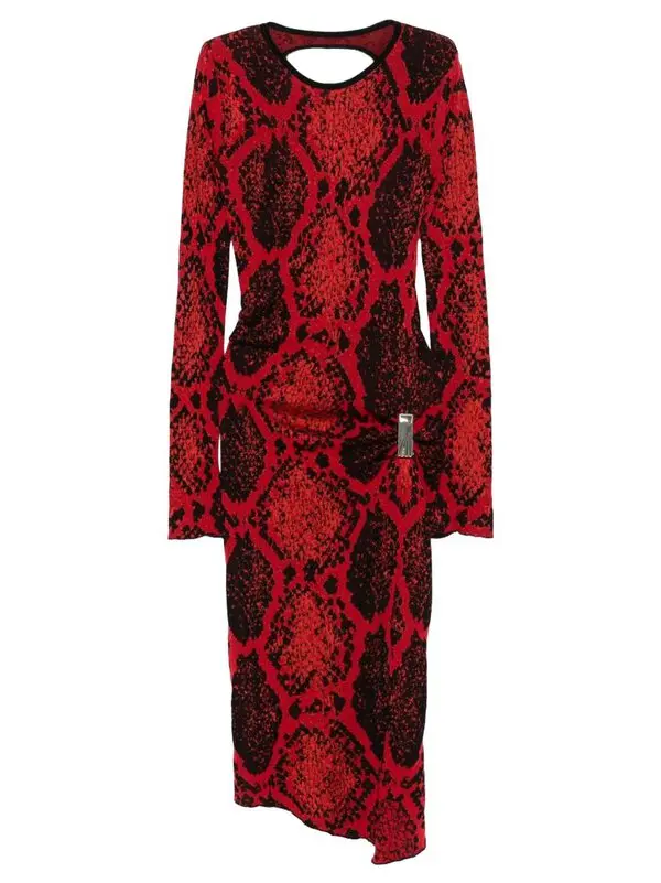Attico Python Print Midi Dress - Red