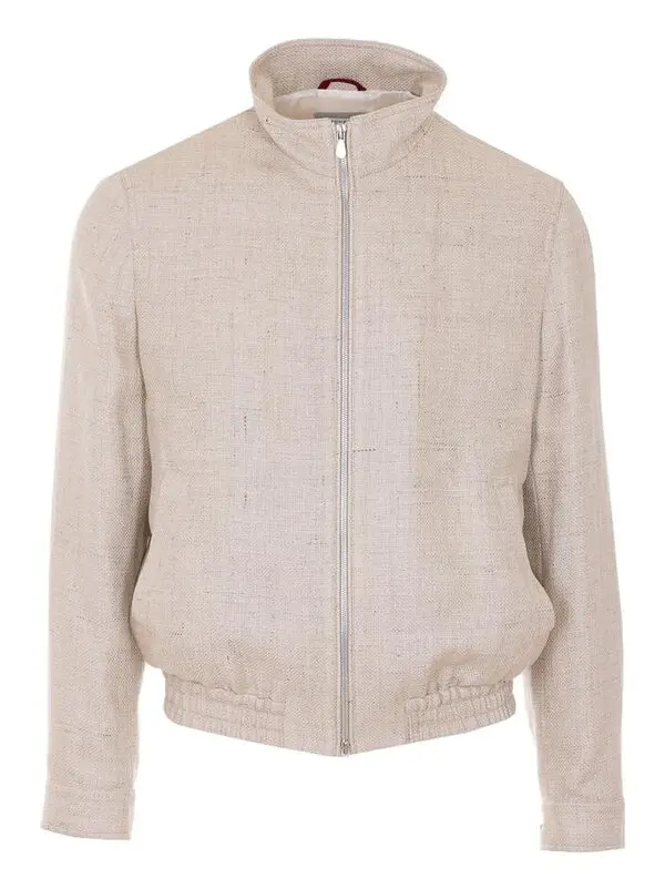 Brunello Cucinelli Jacket With Frontal Zip Closure - Beige