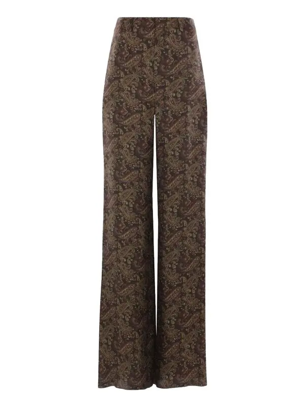 Saint Laurent Mid-rise Wide-leg Trousers - Kaki Bordeaux
