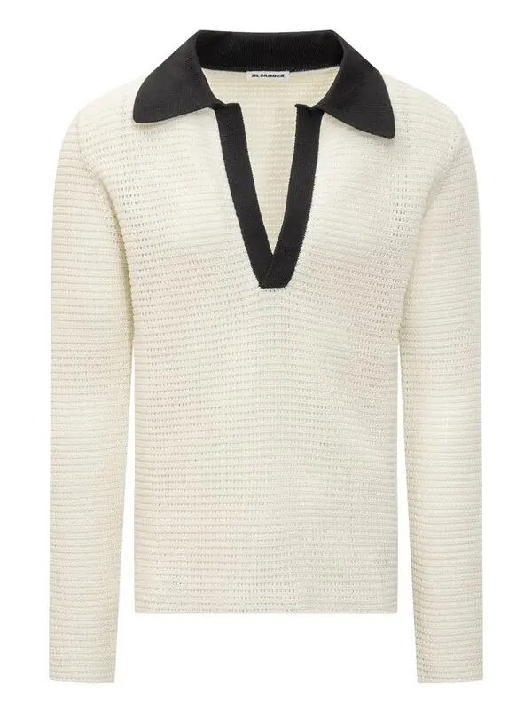 JIL SANDER Polo Long-sleeved Jumper - White