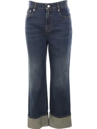 Alexander McQueen Cropped Boyfriend Jeans - Dark Stonewash