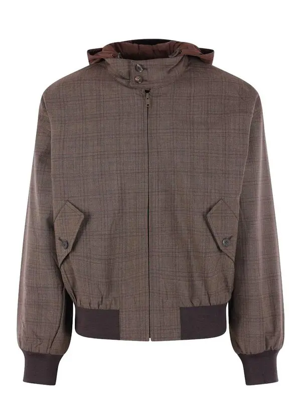 Prada Prince Of Wales Wool Jacket - Brown