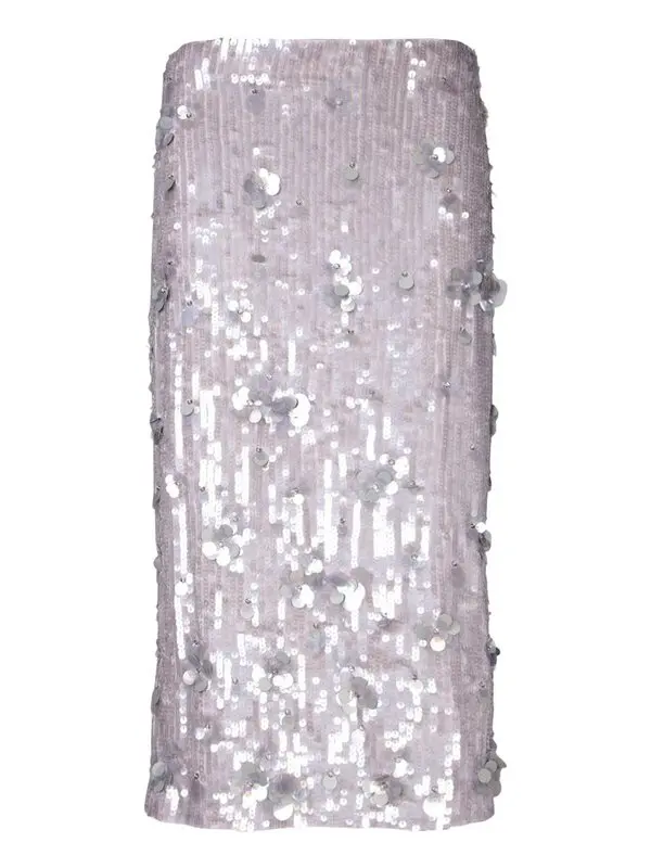 P.a.r.o.s.h Long Sequined Skirt - Beige