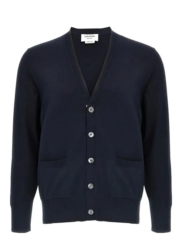 Thom Browne 4-bar Cotton Cardigan - Blue
