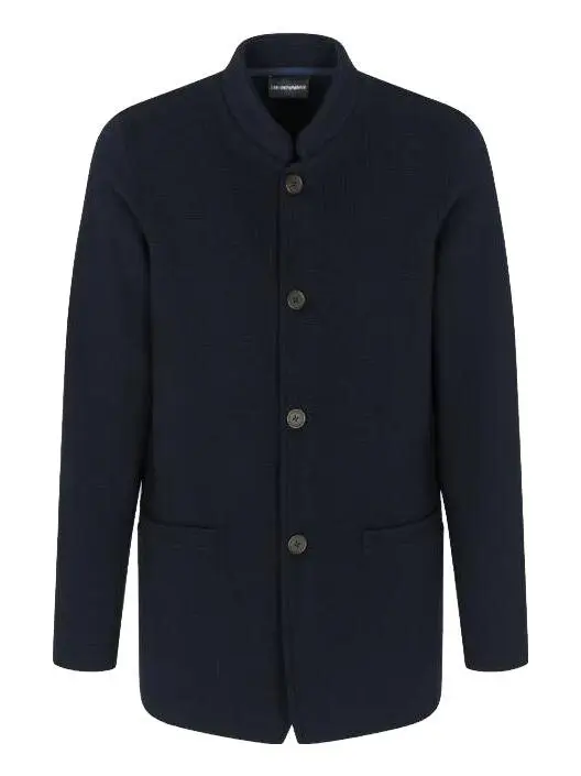 Emporio Armani Milano-stitch Knit Blazer - Blue