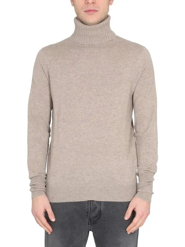 BALLANTYNE Turtleneck Ribbed Cashmere Shirt - Grey
