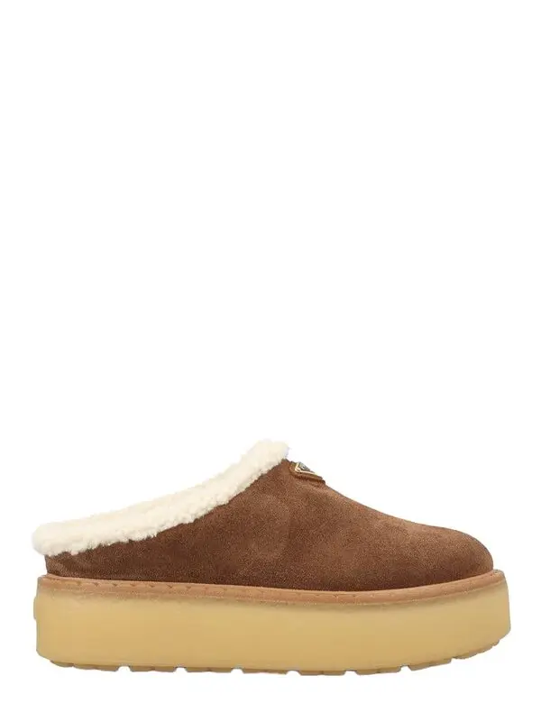 Prada Suede Sabots - Brown