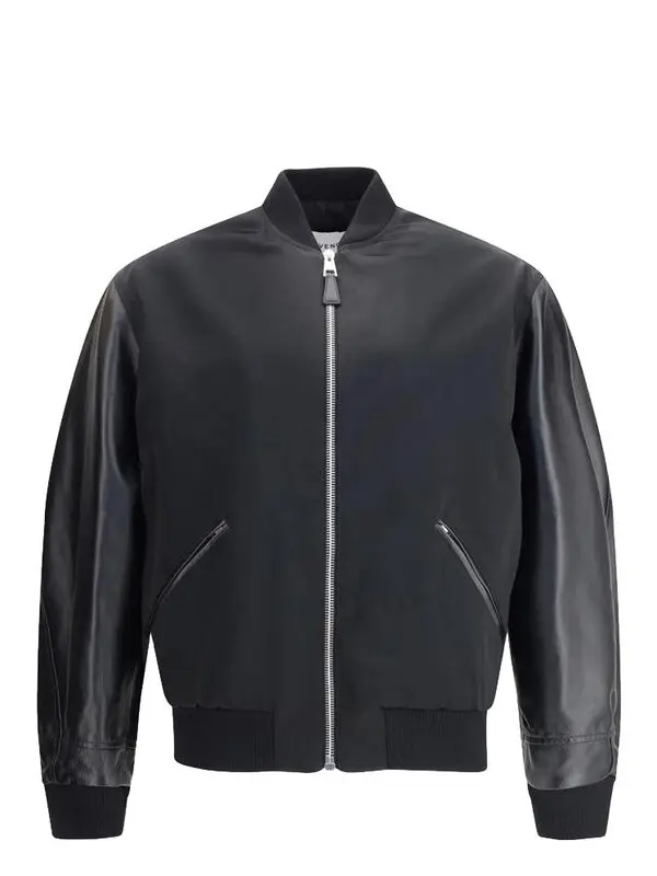 Givenchy Satin And Leather Bomber Jacket - Black