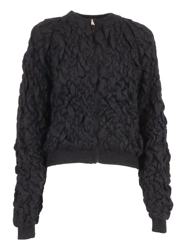 Fabiana Filippi Mohair Bubble Stitch Bomber - Black