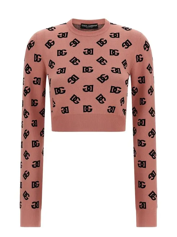 Dolce & Gabbana Cropped Jacquard Sweater - Pink