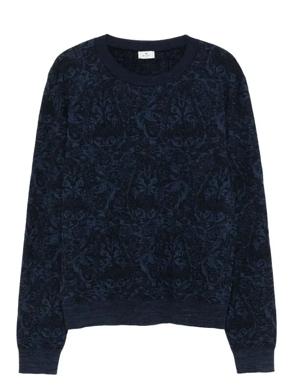 Etro Paisley Print Cotton-wool Blend Sweater - Blue