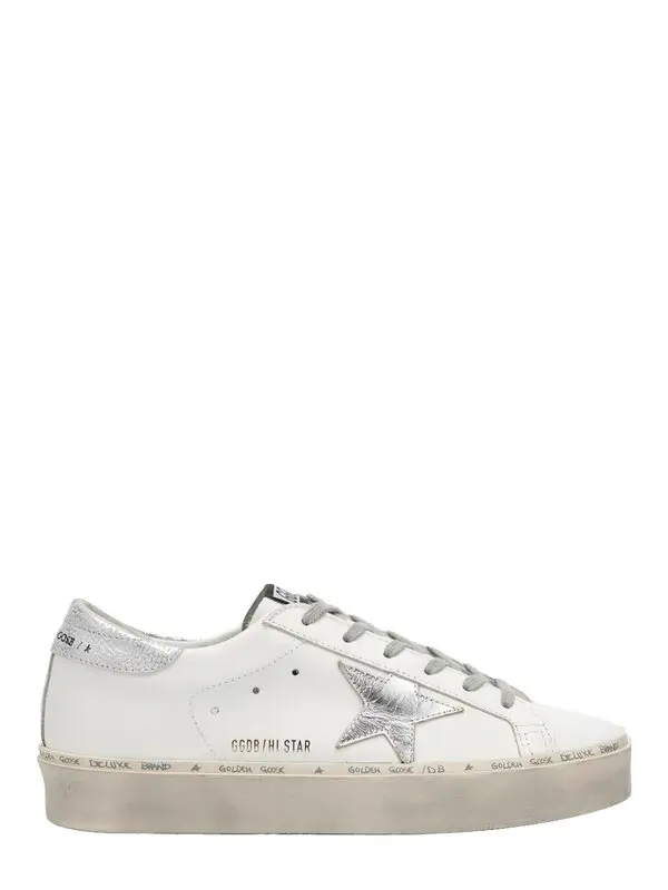 Golden Goose Hi Star Leather Sneakers - Bianco E Argento