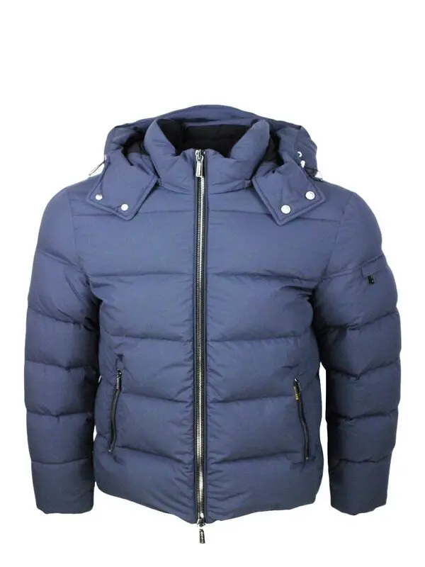 MOORER Goose Down Padded Bomber Jacket - Blue