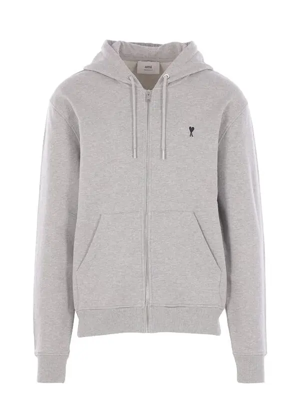Ami Cotton Jersey Hoodie - Gris Cendre Chine