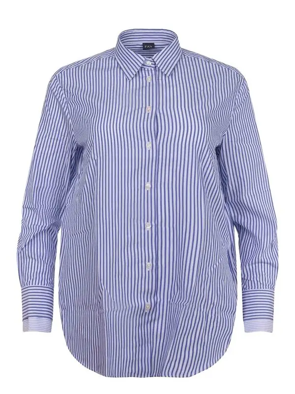 FAY Striped Cotton Shirt - White