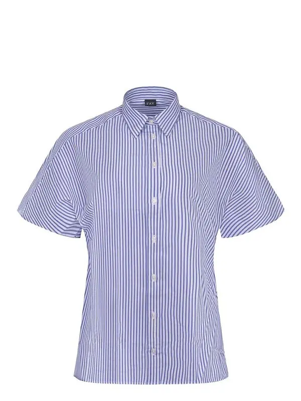 FAY Striped Cotton Shirt - White