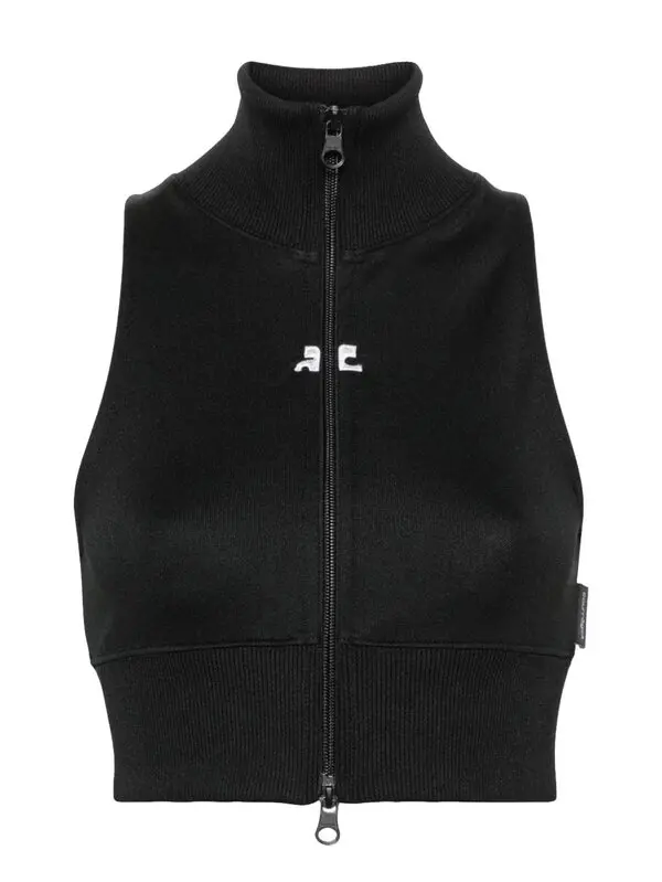 COURREGES Cropped Track Vest - Black