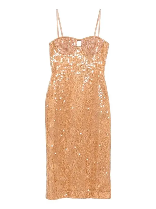David Koma Embellished Midi Dress - Brown