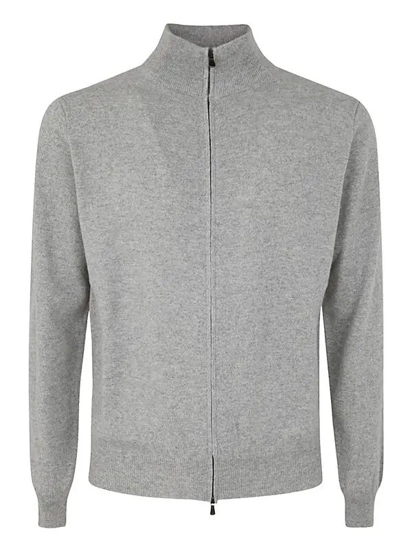 FILIPPO DE LAURENTIIS Wool Cashmere Full Zipped Sweater - Grey