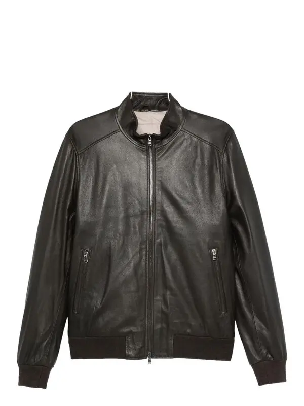 BARBA NAPOLI Padded Nappa Bomber Jacket - Black