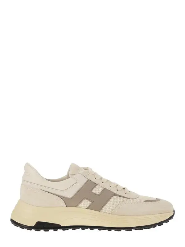 Hogan Hyperlight Leather And Textile Trainers - Cream/beige