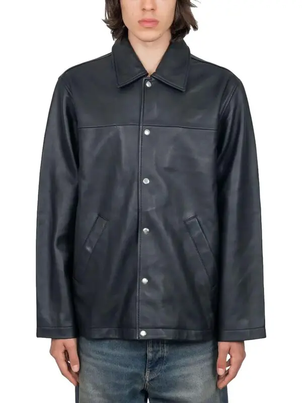 SUNFLOWER Coach Leather Jacket - Black