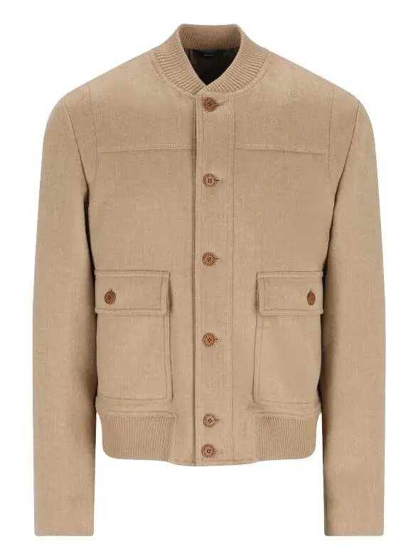 Fendi Cashmere Bomber Jacket - Buff+caribou