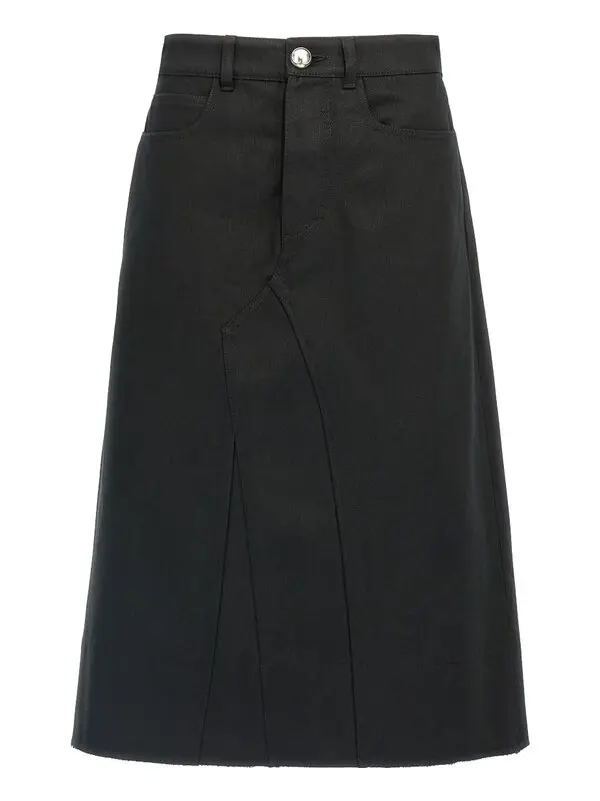 JIL SANDER Midi Cotton Canvas Skirt - Black