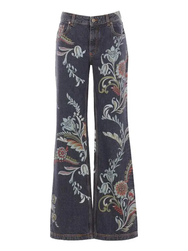 Etro Flared Jeans - Black Background Printing