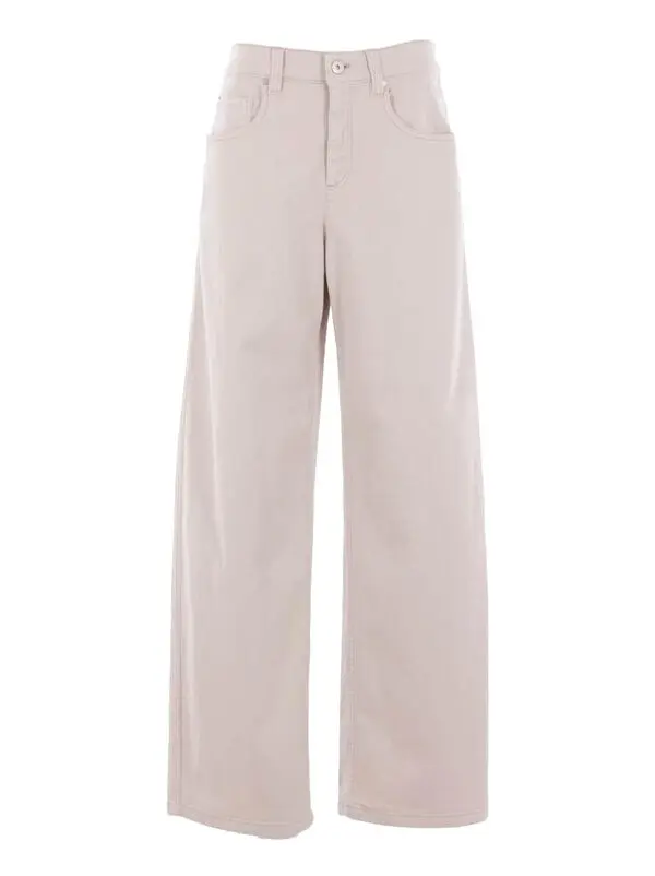 Brunello Cucinelli Barrel Stretch Cotton Denim Jeans - Worm White