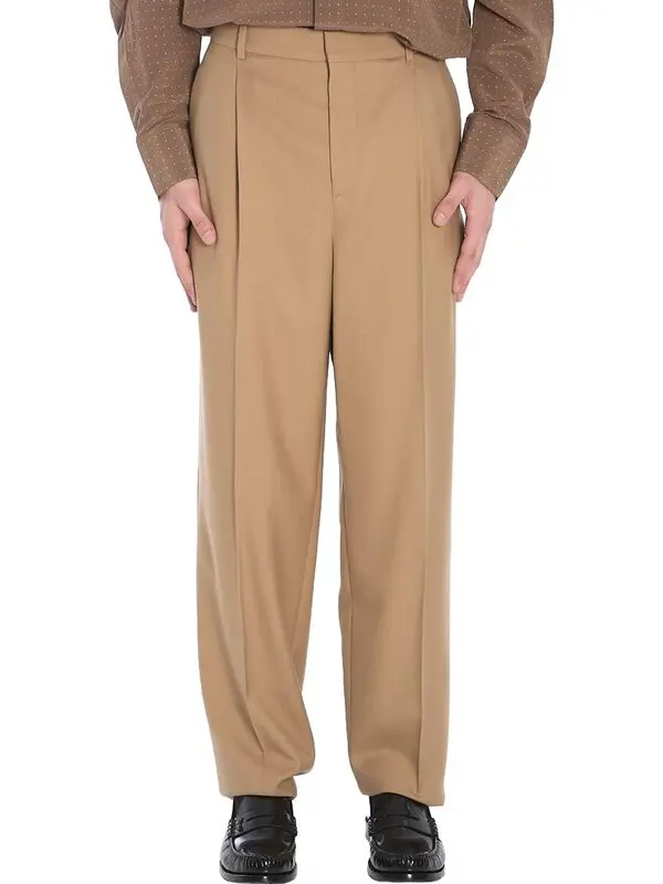 Saint Laurent Carrot-fit Wool Gabardine Trousers - Beige