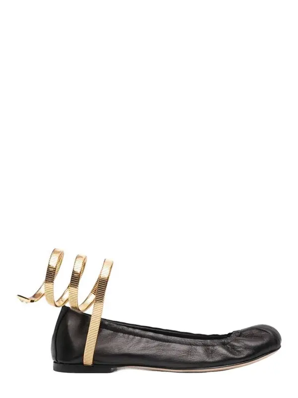 Rene Caovilla Juniper Leather Ballerinas - Black
