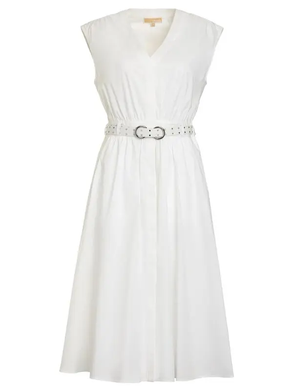 Michael Kors Belted Cotton Dress - White