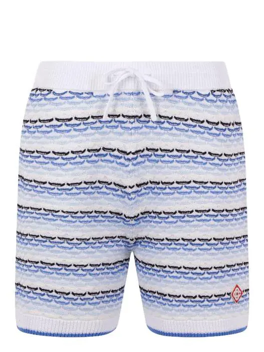 Casablanca Stripe Detailed Knit Shorts - Blue
