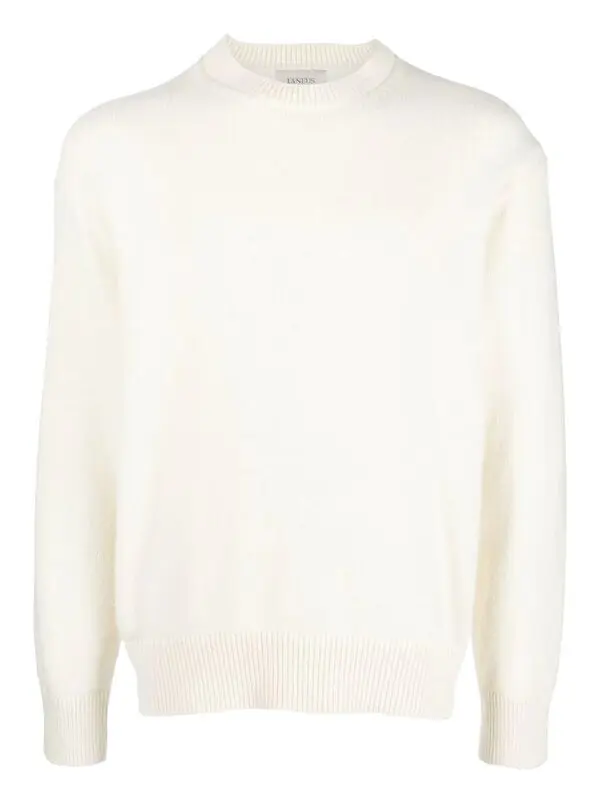 LANEUS Fine Knit Crewneck Sweater - White