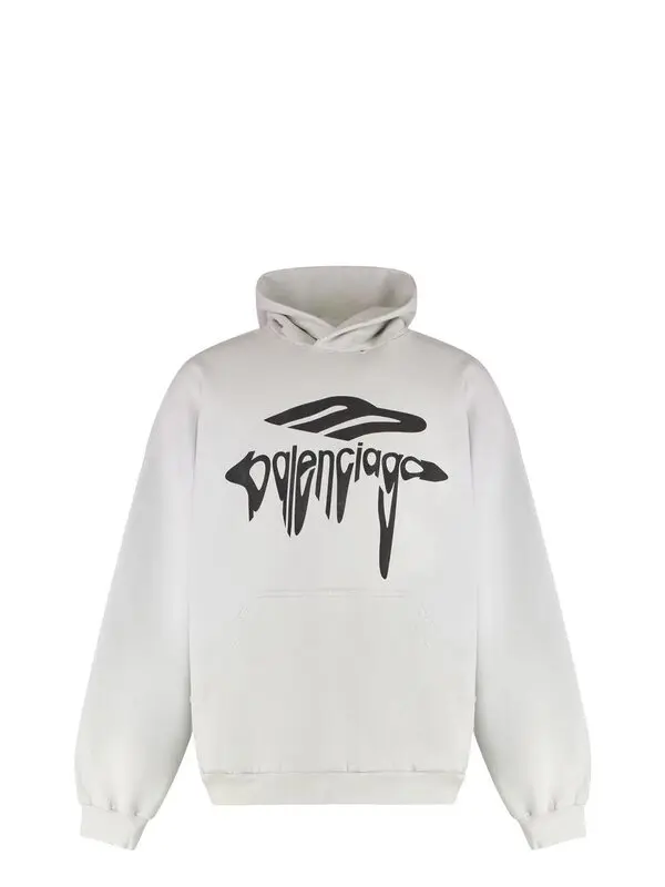 Balenciaga 3b Liquified Hooded Sweatshirt - Grey