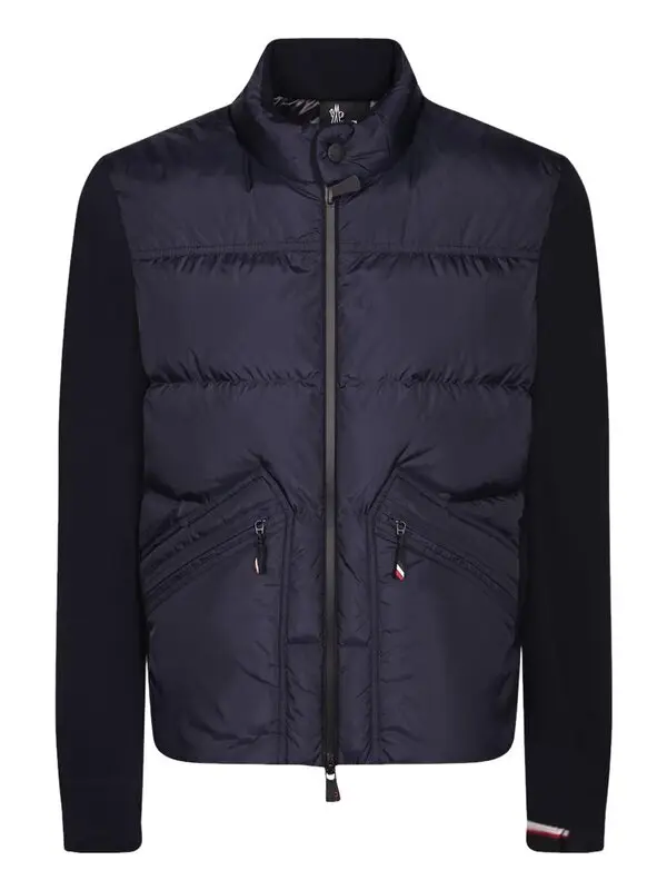 Moncler Jacket With Knit Sleeves - Blue