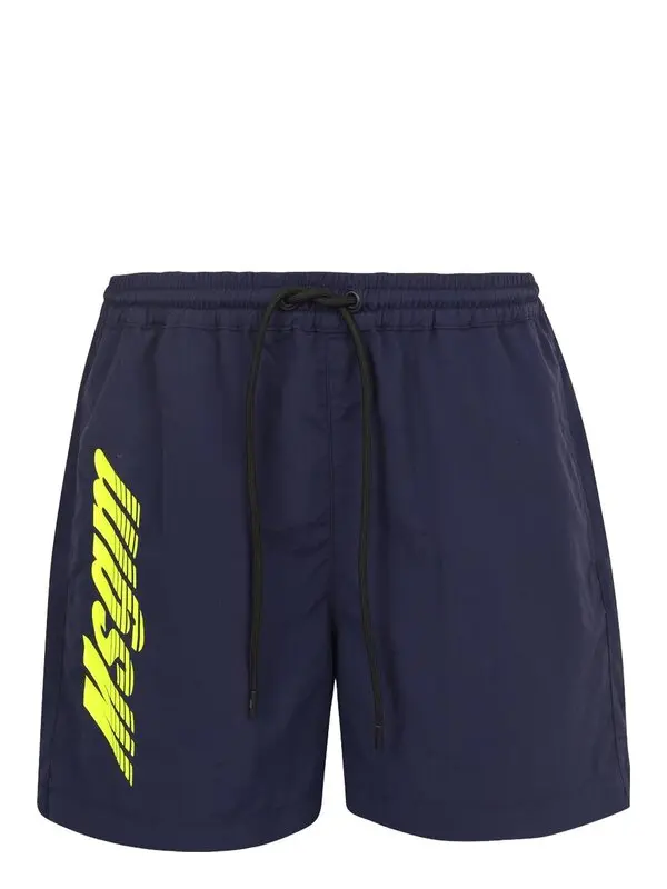 MSGM Logo-print Swim Shorts - Blue